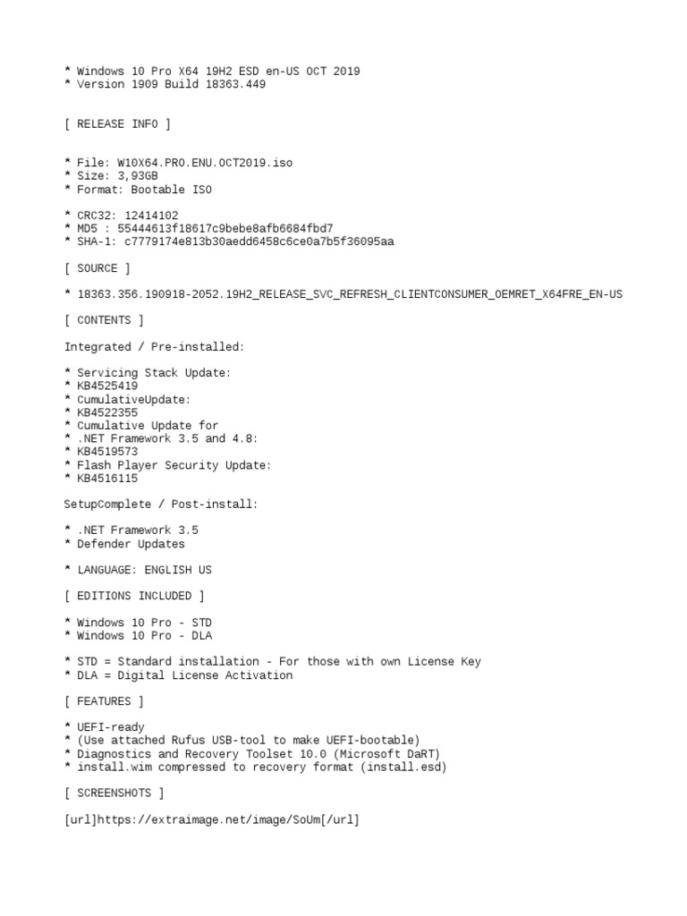 Windows 10 Pro 19H2 ESD ISO Release | PDF | Computers