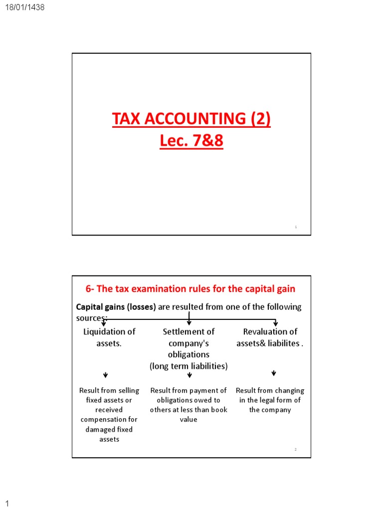 Tax2-Part1-Lec7 & 8 | PDF | Book Value | Balance Sheet
