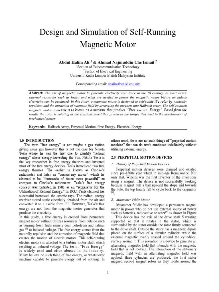 Self-Running Magnetic Motor Design | PDF | Electric Motor | Magnetic Field