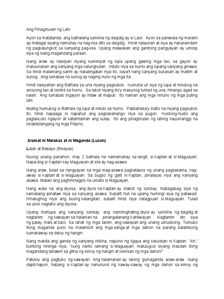 Ang Pinagmulan NG Lahi | PDF