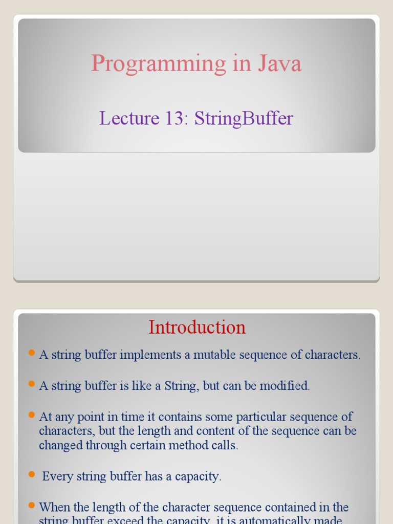 String Buffer | PDF | String (Computer Science) | Computer Science