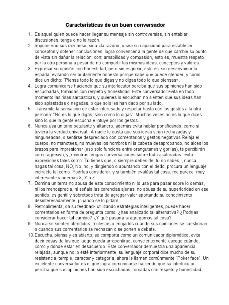 Características de Un Buen Conversador | PDF | Science | Ciencia humana