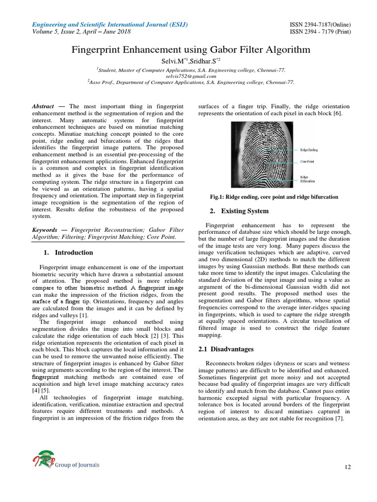 Fingerprint Enhancement Using Gabor Filter Algorithm | PDF | Fingerprint | Image Segmentation
