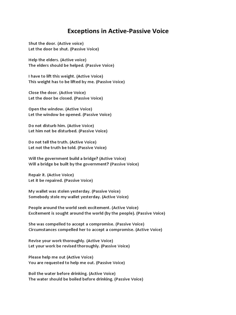 Active Passive EXCEPTION | PDF