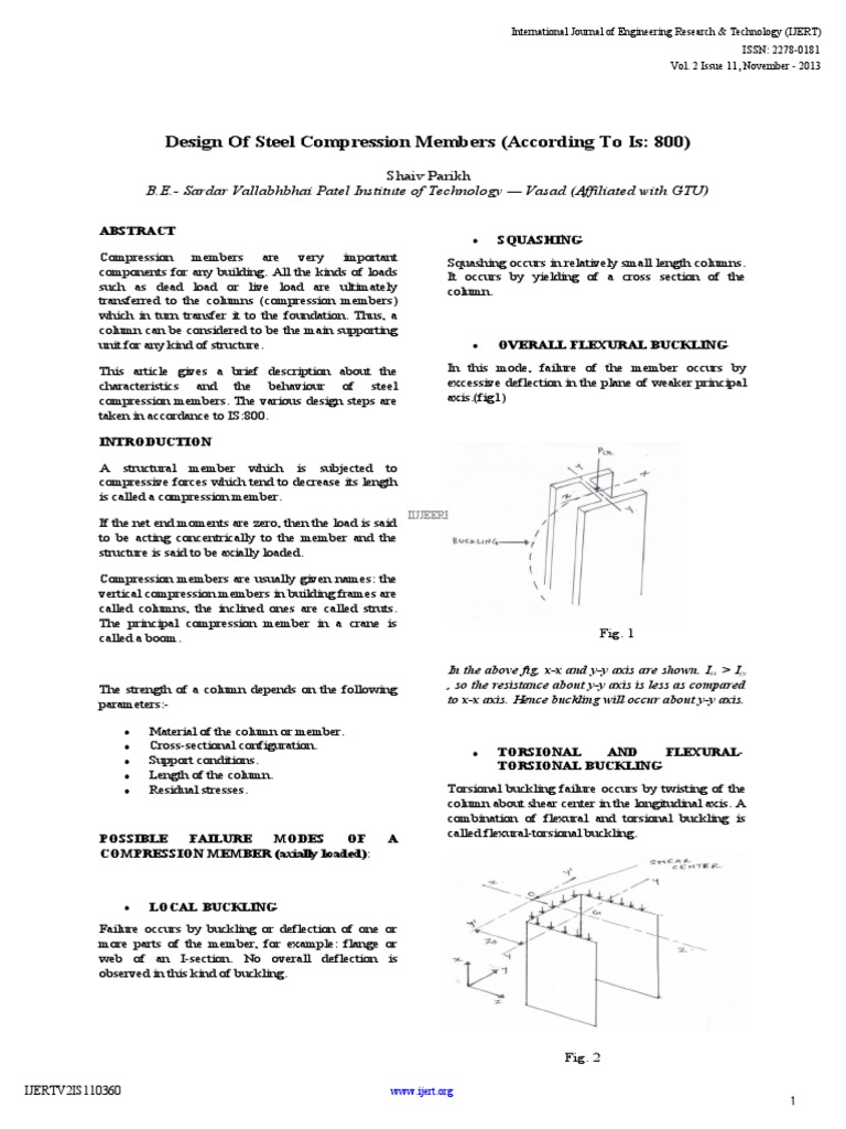 Design of Steel Compression Members (According To Is: 800) | PDF ...