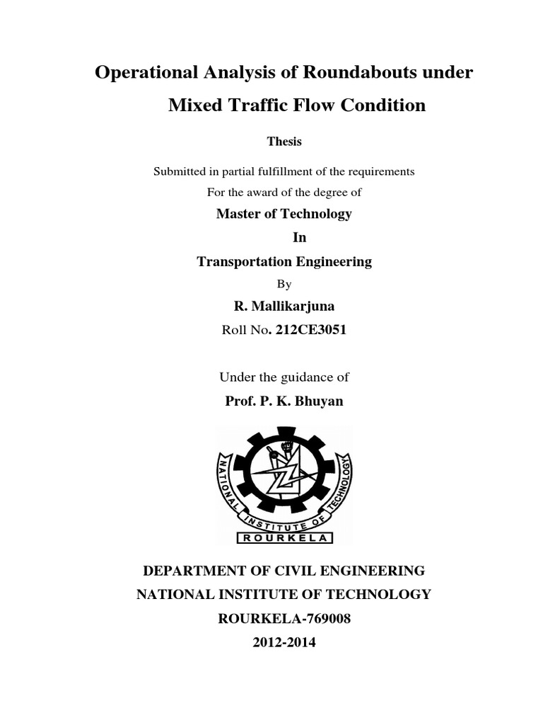 Operational Analysis of Roundabouts Under Mixed Traffic Flow Condition | PDF | Traffic | Transport