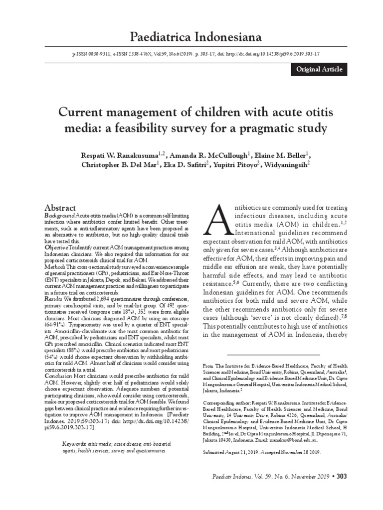 AOM Management Practices in Indonesia | PDF | Medical Specialties ...