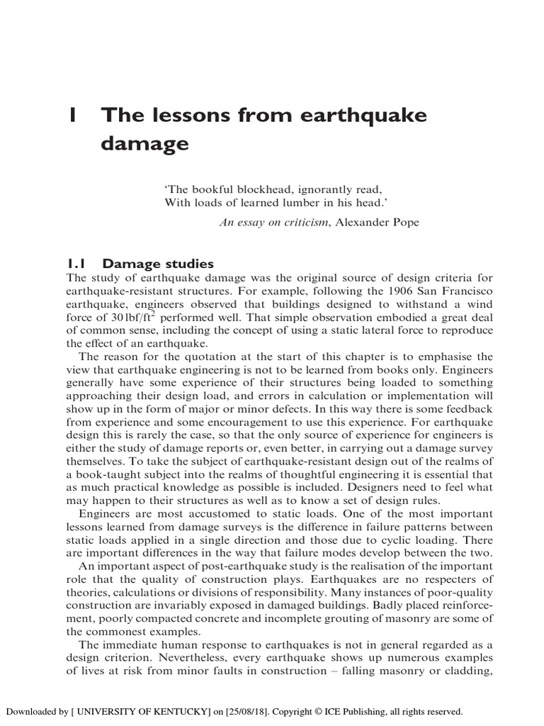 The Lessons From Earthquake Damage | PDF | Applied And ...
