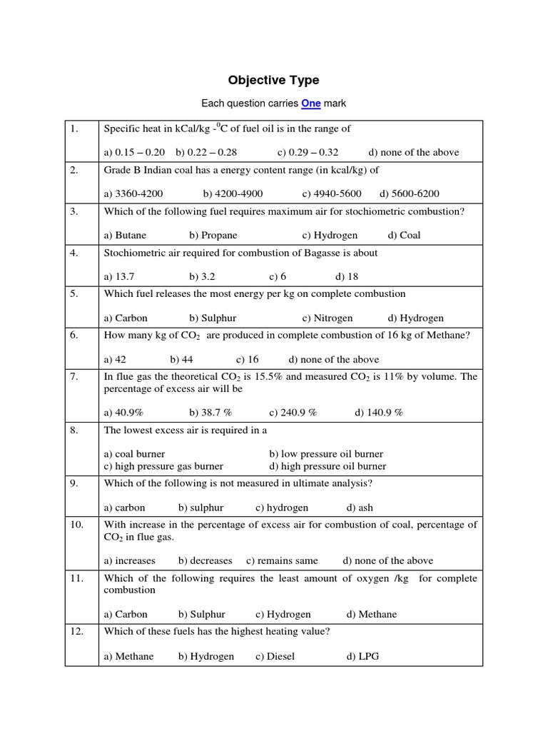 Objective Type: Each Question Carries Mark | PDF | Boiler | Steam