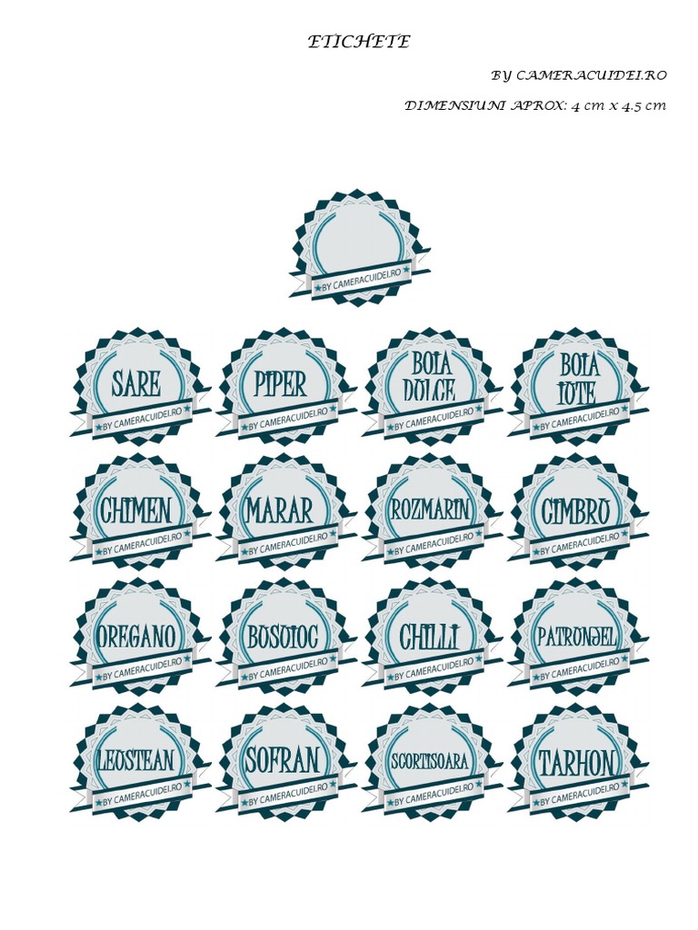 Etichete Condimente PDF | PDF