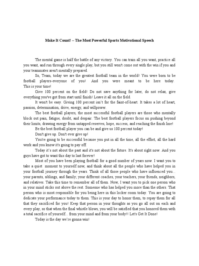 Make It Count! - The Most Powerful Sports Motivational Speech | PDF