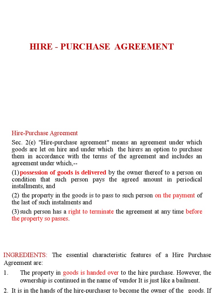 Hire - Purchase Agreement | PDF | Social Institutions | Social Science