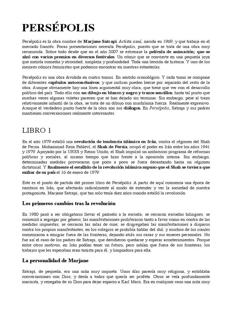 Guia de Lectura de Persepolis 1 | PDF