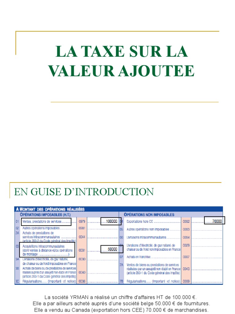 Comprendre la TVA : Champ d'application et exonérations | PDF | Taxe ...