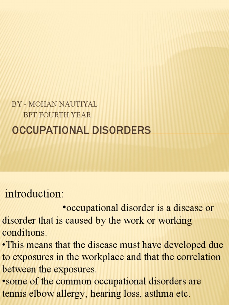 Occupational Disorders | PDF
