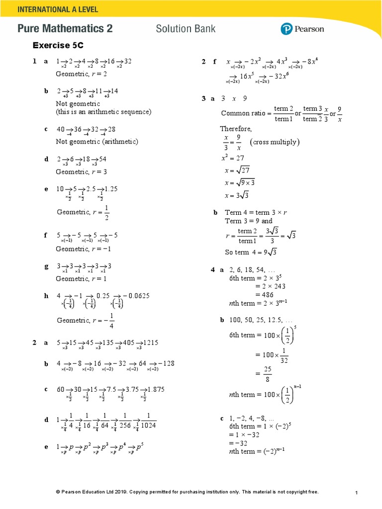 Edexcel IAL P2 Exercise 5C (Solution) | PDF | Mathematical Concepts ...
