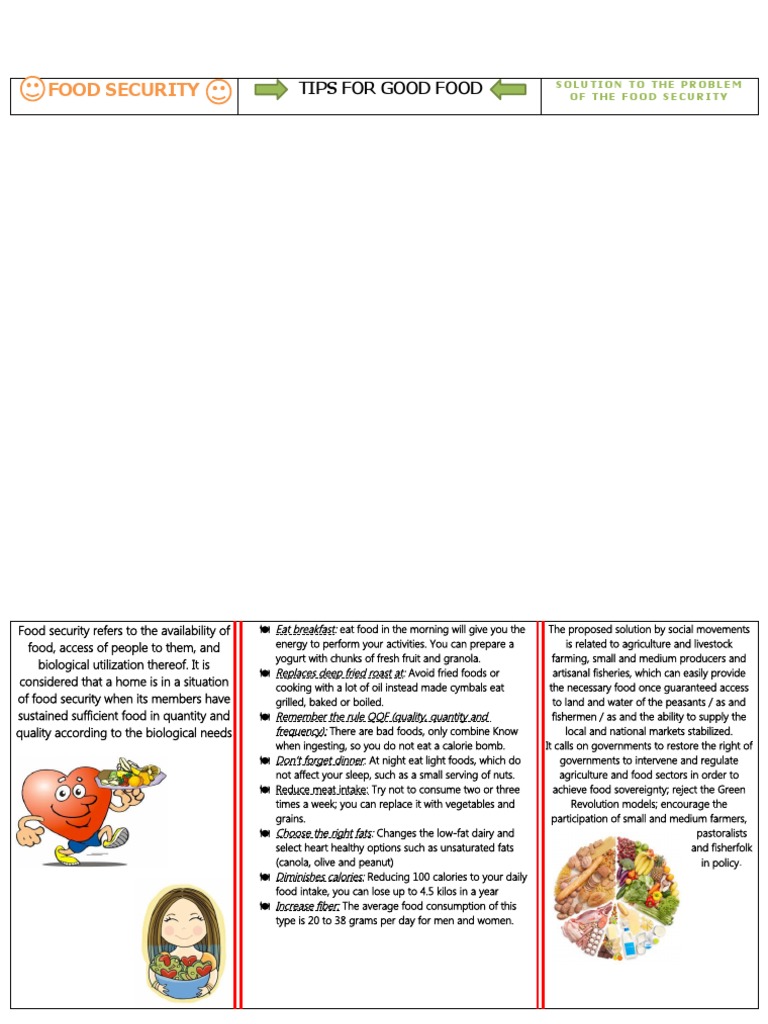 Food Security: Tips For Good Food | PDF | Food Security | Foods