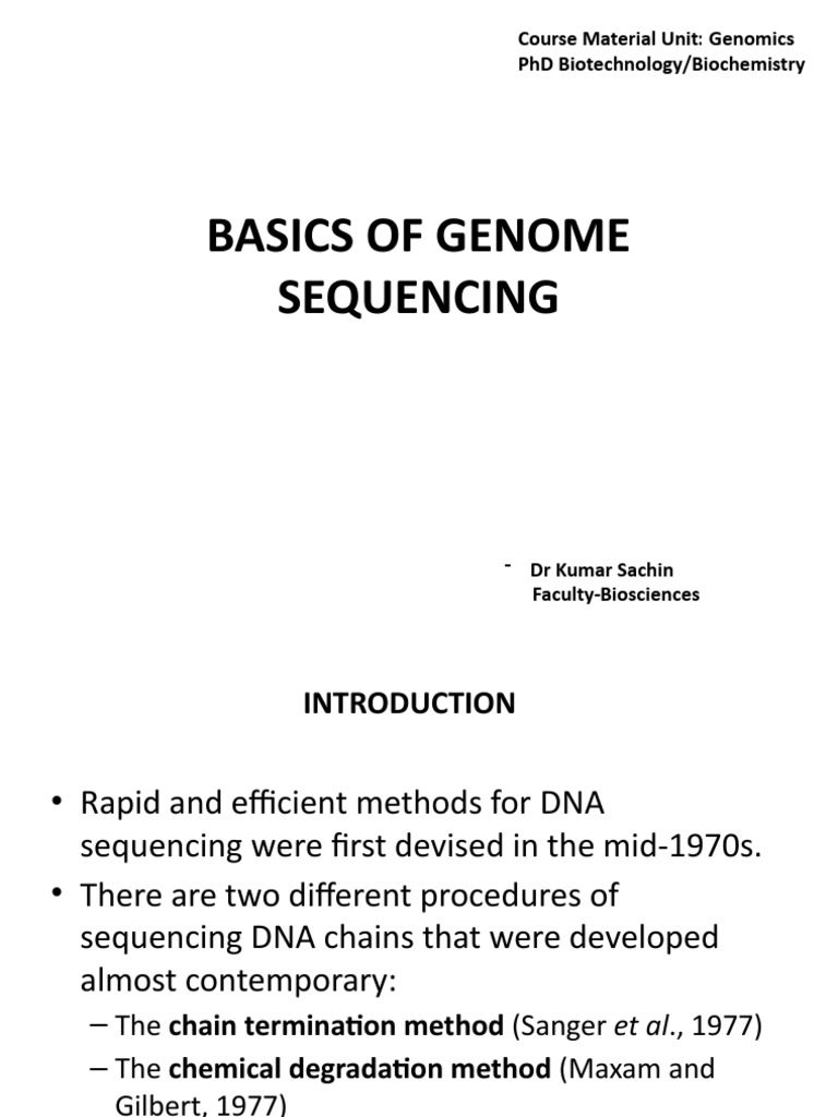 Basics of Genome Sequencing | PDF | Dna Sequencing | Dna