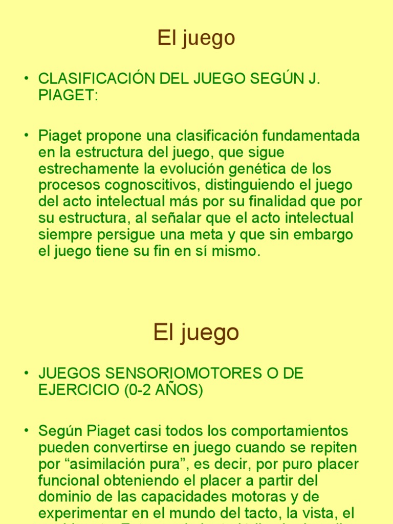 Clasificación del juego según Piaget | PDF | Ciencias del ...
