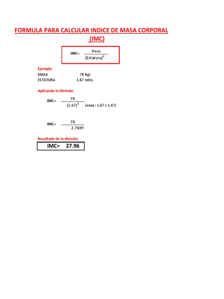 Formula para Calcular IMC PDF | PDF