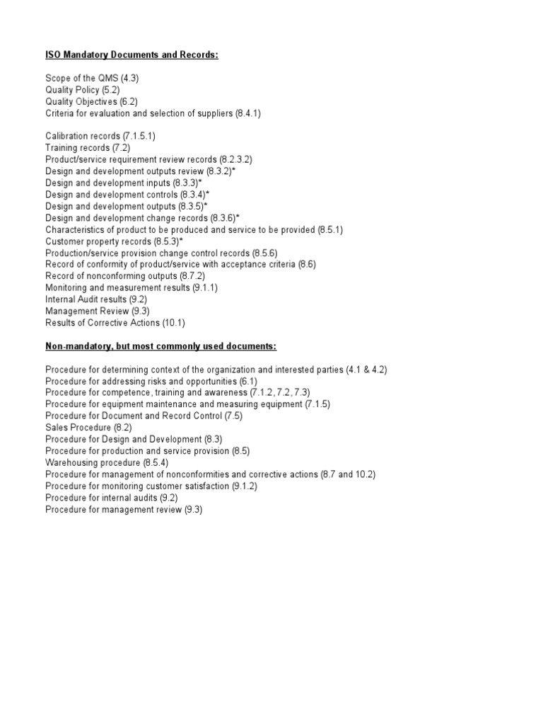 Required Procedures and Records For 2015 | PDF