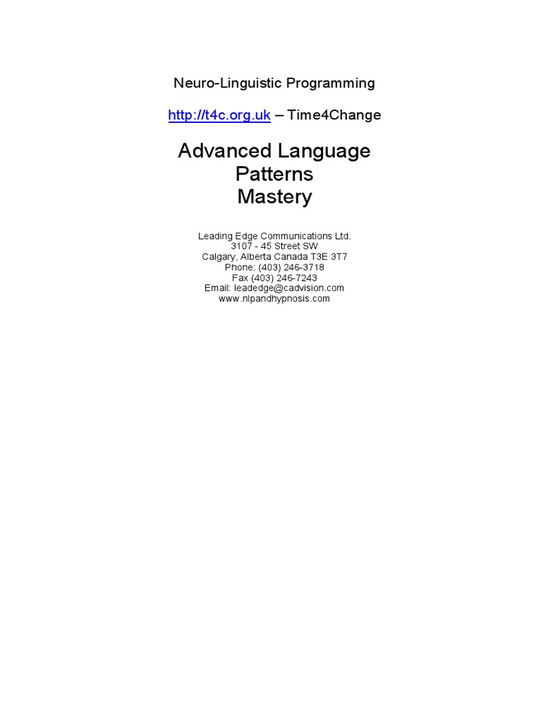 Larry McLauchlin - Advanced Language Patterns Mastery Id729210675 Size624 PDF | PDF
