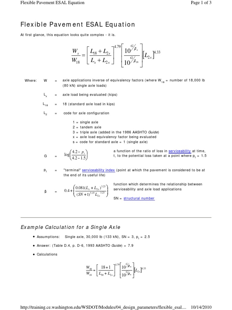 L L L L L W W: Flexible Pavement ESAL Equation | Download Free PDF ...