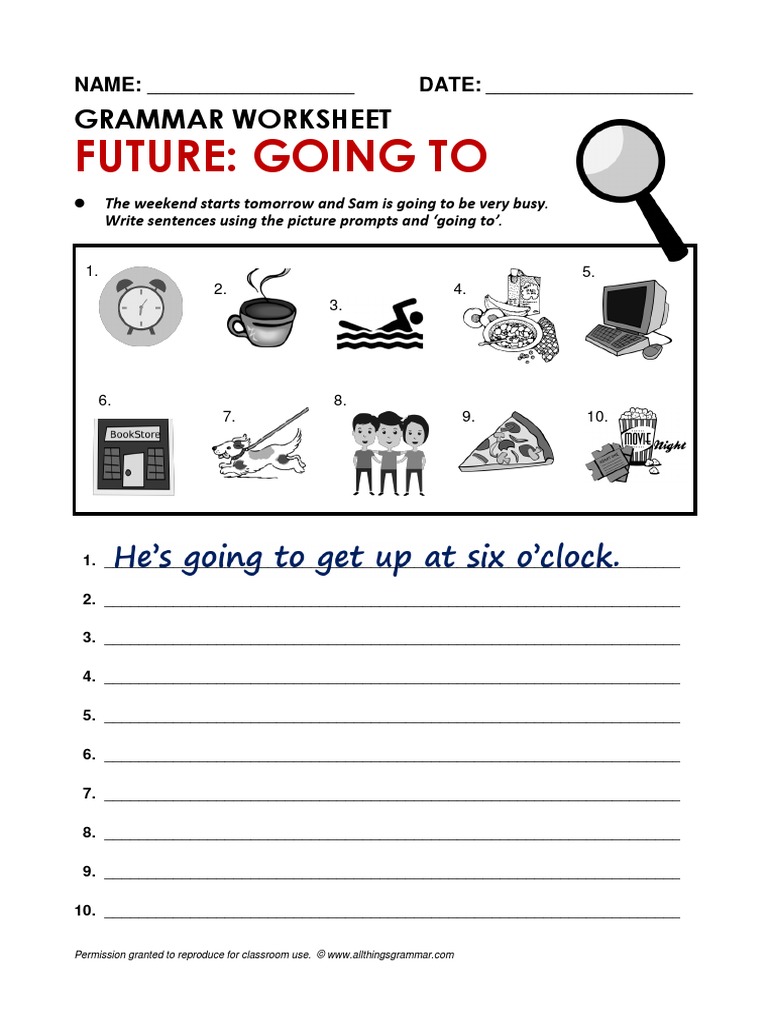 Future: Going To: Grammar Worksheet | PDF