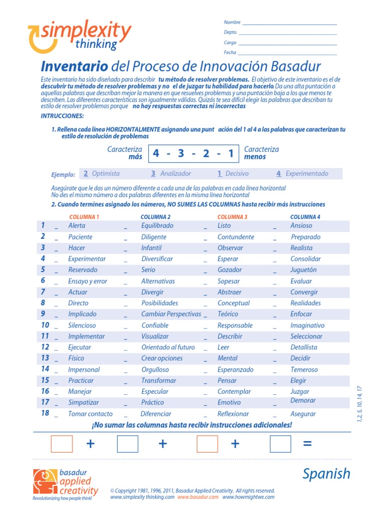 Test Basadur 01 | PDF | Cognición | Science