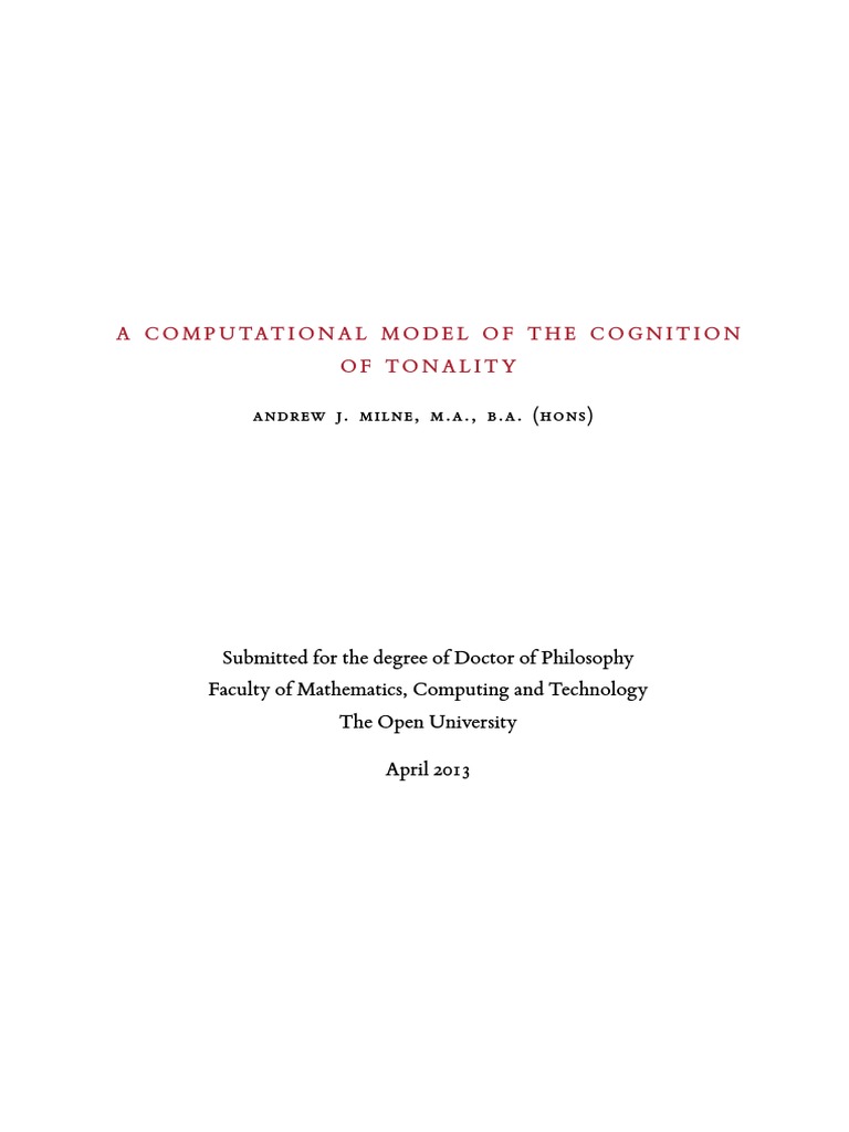 A Computational Model Of The Cognition O Pdf Pdf Pitch Music Scale Music