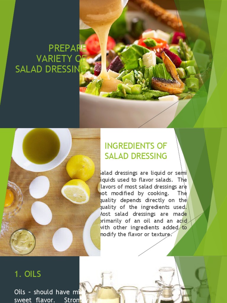 Lo2-Prepare Variety of Salad and Dressing | PDF | Vinaigrette | Mayonnaise