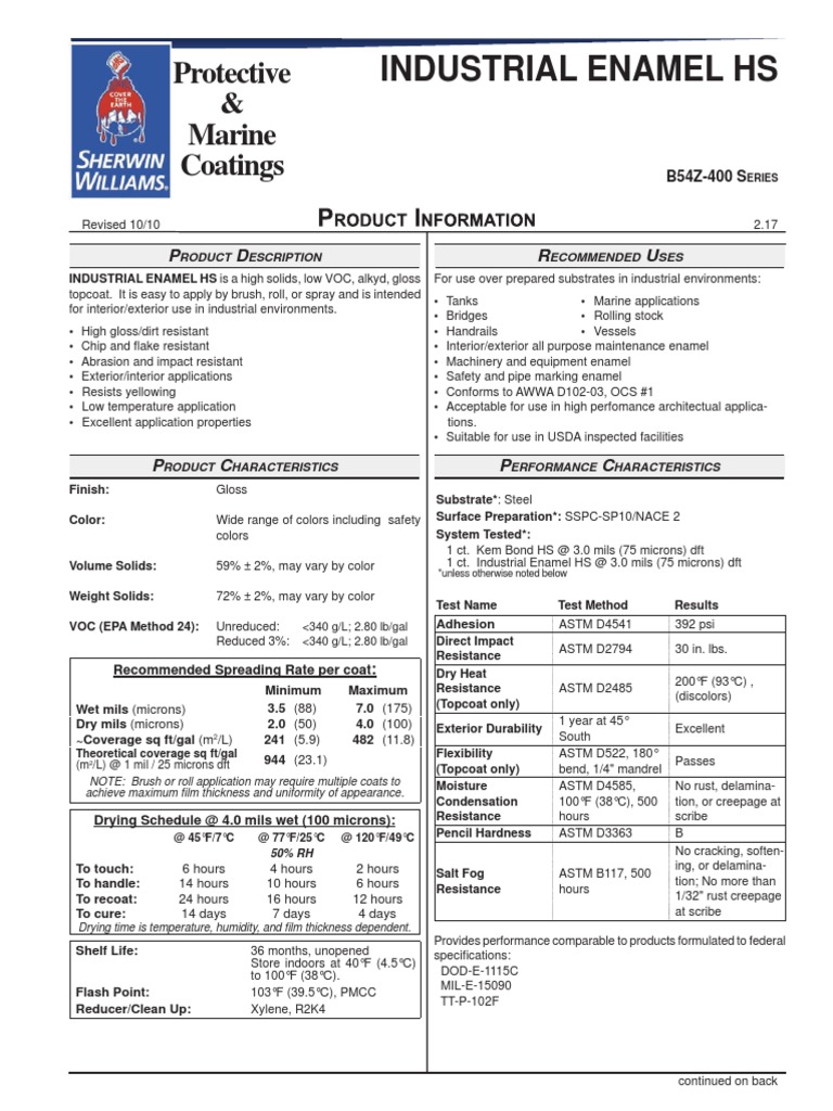 Industrial Enamel HS: Protective & Marine Coatings | PDF | Paint ...