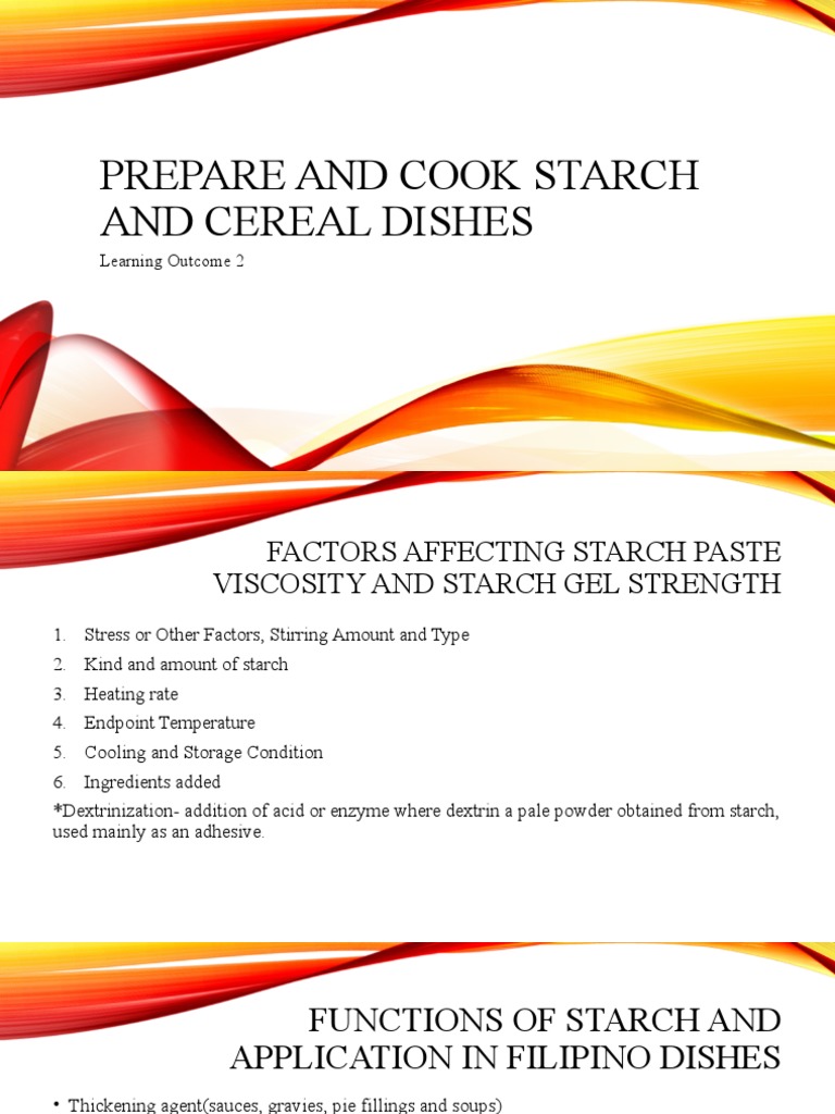LO2-Prepare and Cook Starch and Cereal Dishes | PDF | Pasta | Starch