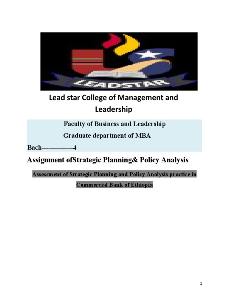 Lead Star College of Management and Leadership: Assignment Ofstrategic ...