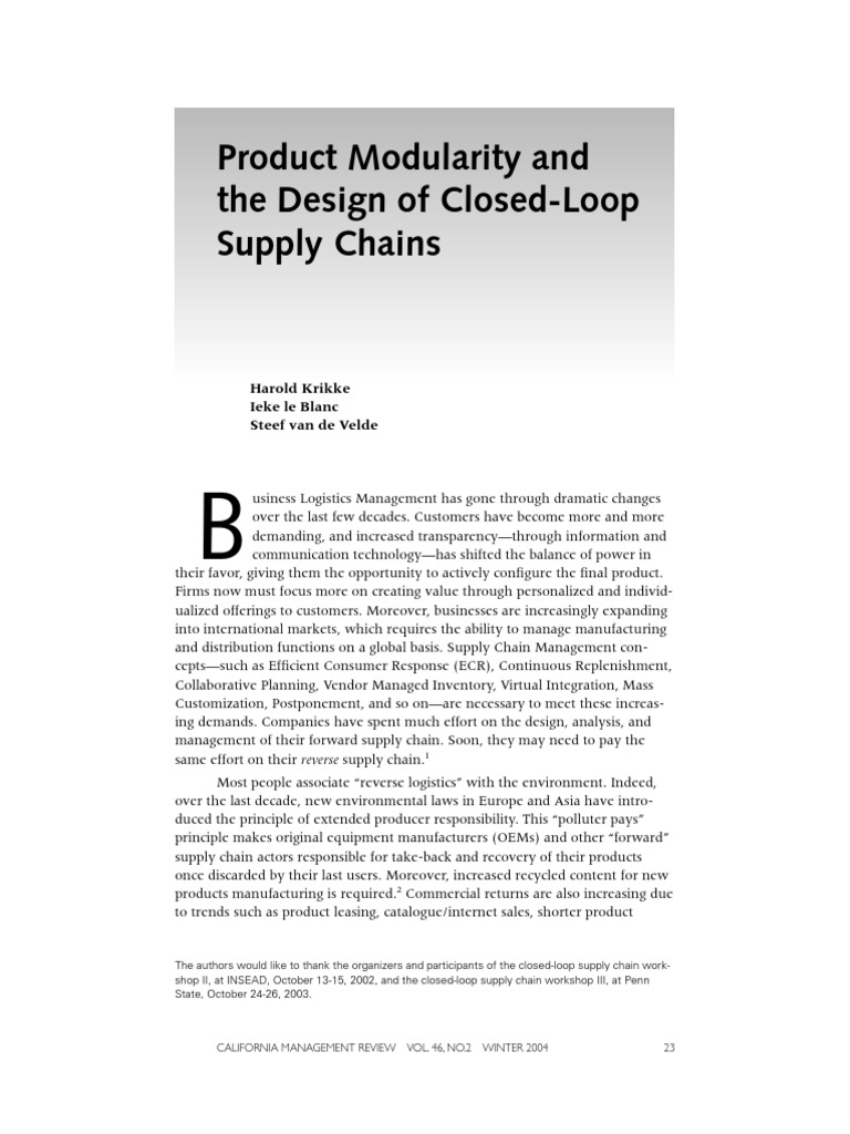 Prod Modularity Closed Loop SC Article | PDF | Life Cycle Assessment | Reuse