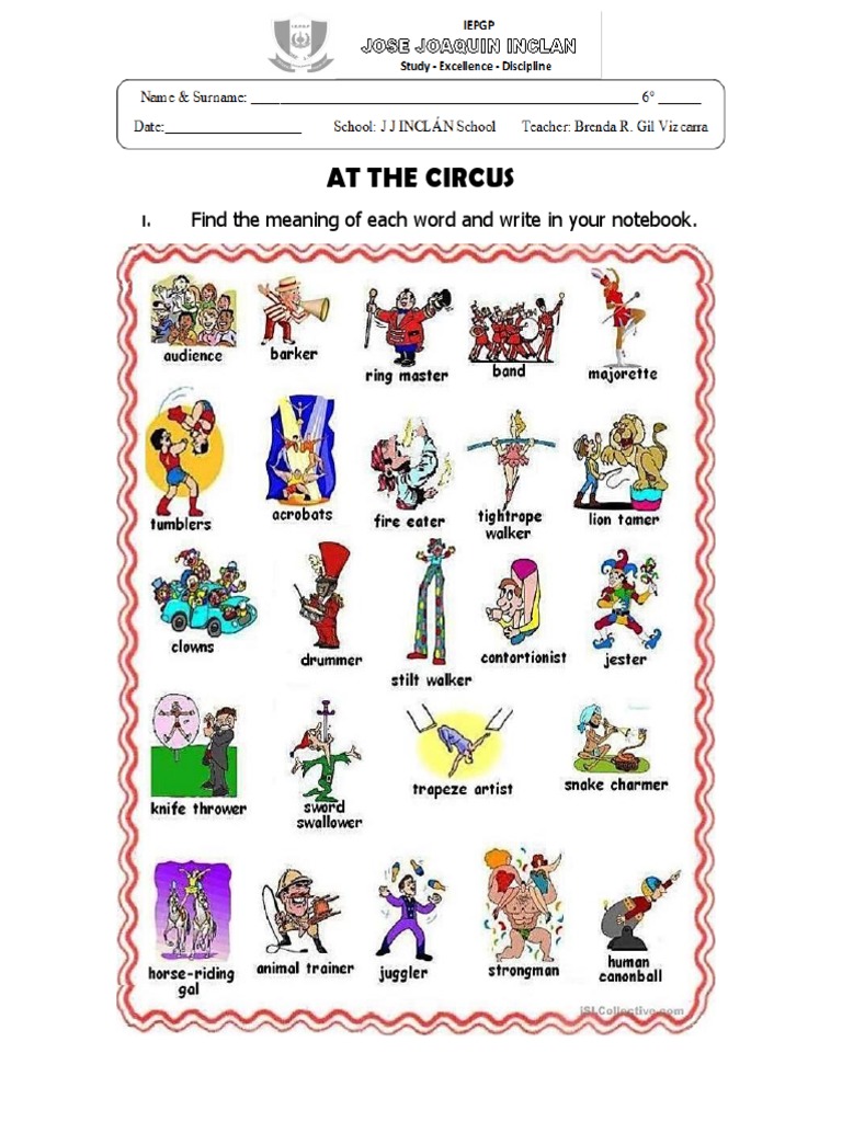 AT THE CIRCUS-vocabulary | PDF