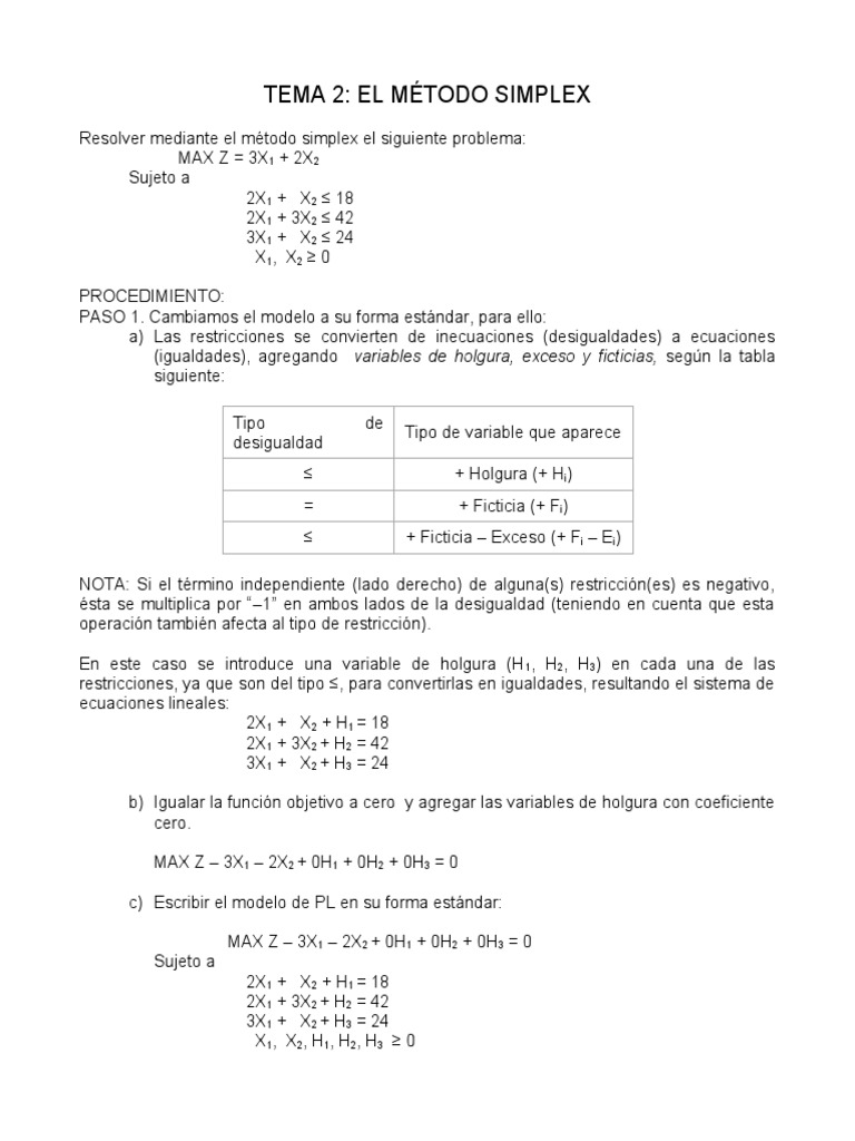 Método Simplex Tabular | Descargar gratis PDF | Objetos matemáticos | Análisis