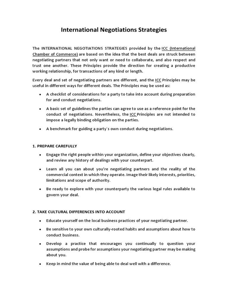 Effective International Negotiation Tips | PDF | Negotiation ...