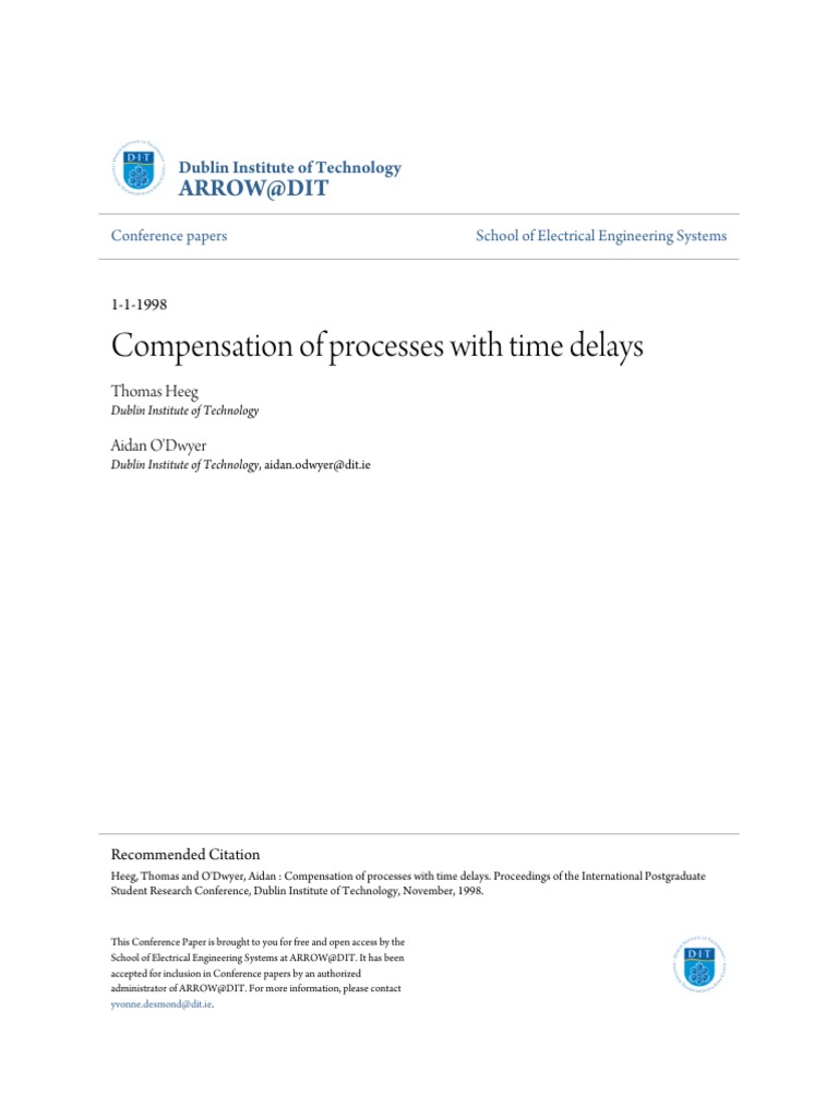 Compensation of Processes With Time Delays - 2 | PDF | Control Theory ...