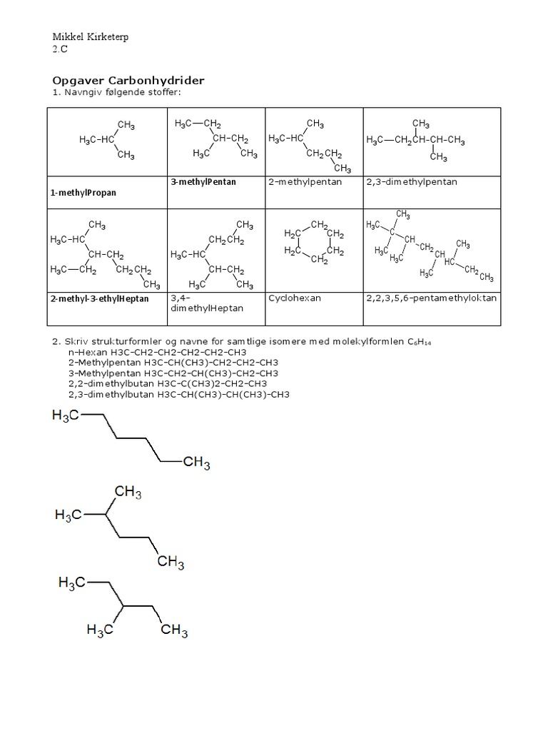 Alkaner Alkener Sustitution Addition Navngivning | PDF