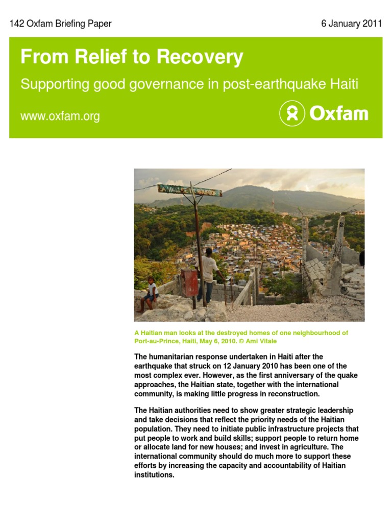 Haiti Relief To Recovery 060111 Summ en | PDF | Haiti | Oxfam