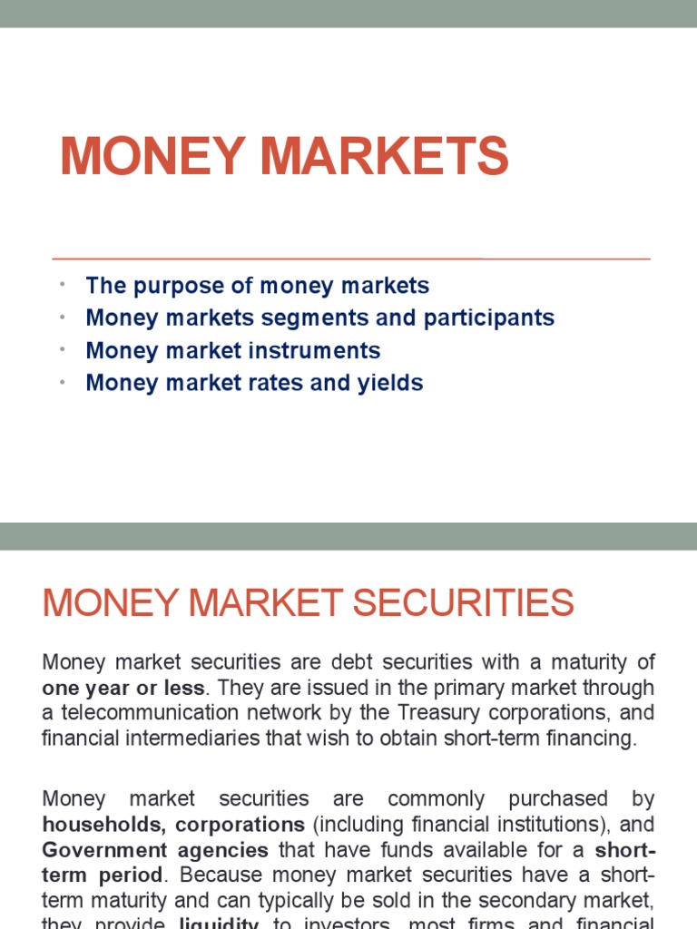 Money Market | PDF | Financial Markets | Repurchase Agreement