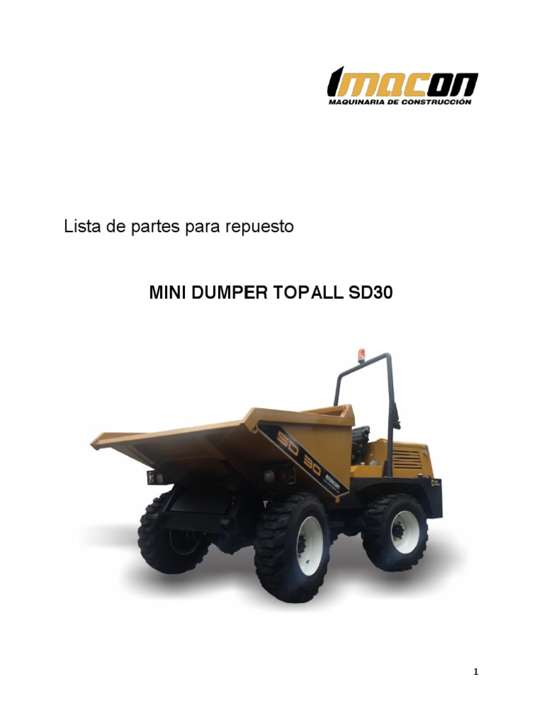 Lista de Partes para Repuesto MINI DUMPER TOPALL SD30 PDF | PDF ...