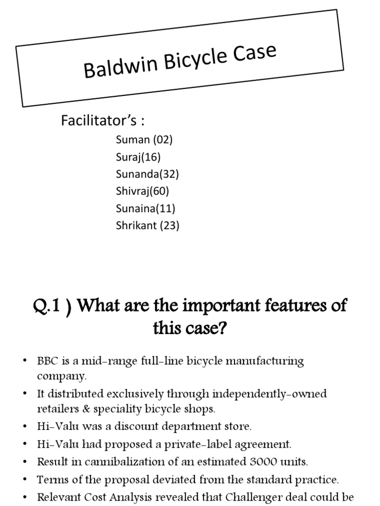 Baldwin Bicycle Case | PDF | Inventory | Economies