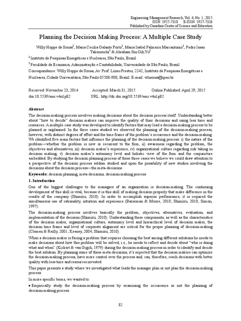 Article On Decision Making PDF | PDF | Case Study | Decision Making