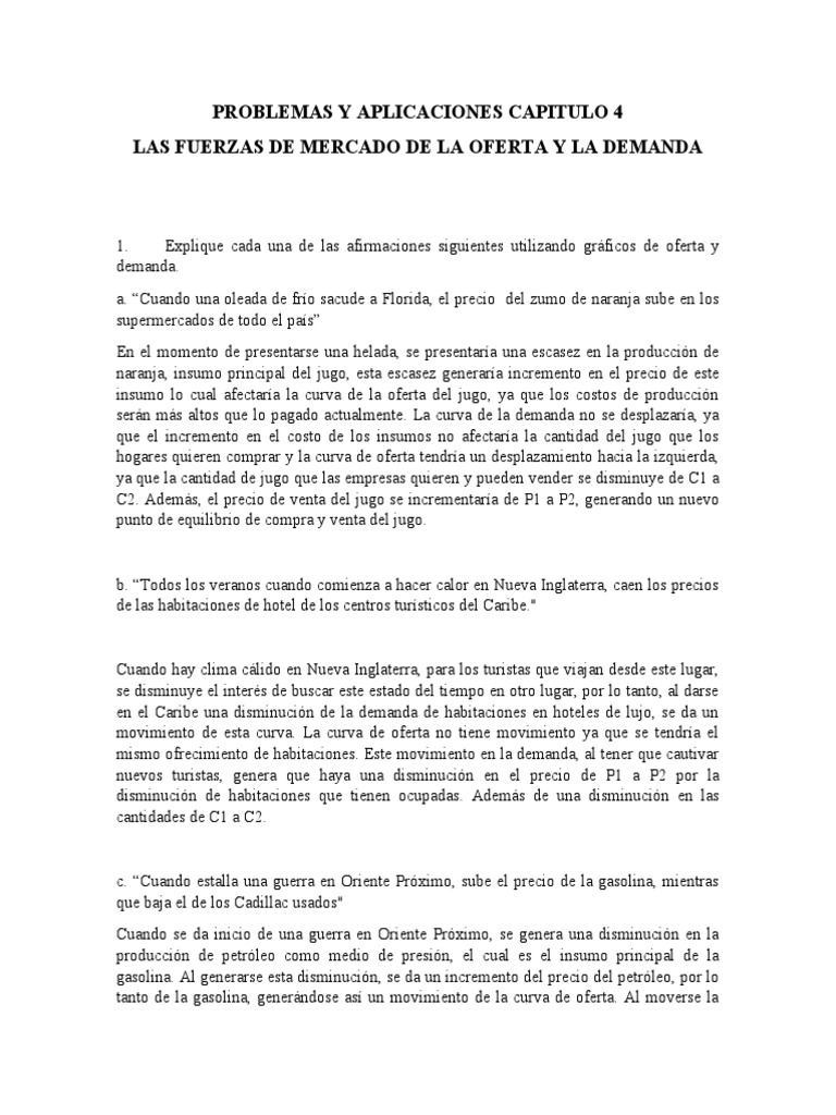 Cap 4 Mankiw | PDF | Oferta y demanda | Oferta (economía)