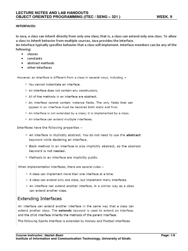 Lecture Notes and Lab Handouts Object Oreinted Programming (Itec / Seng ... Lecture Notes and Lab Handouts Object Oreinted Programming (Itec / Seng ...
