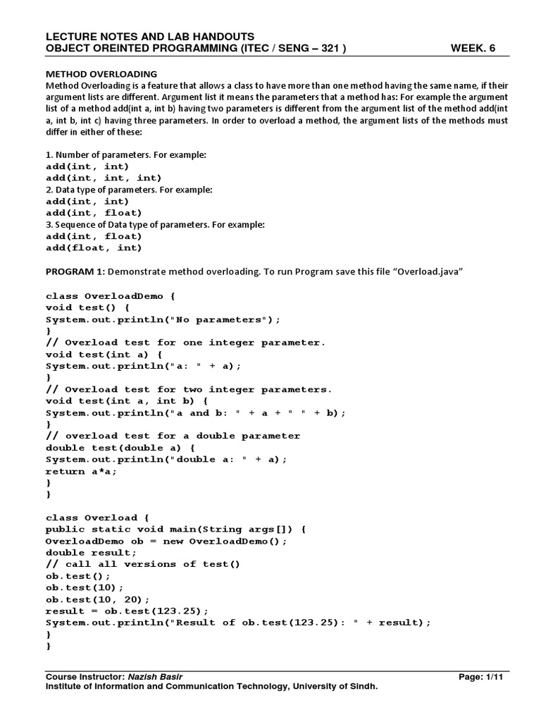 Course Instructor: Nazish Basir Page: 1/11 Institute of Information and Communication Technology ...