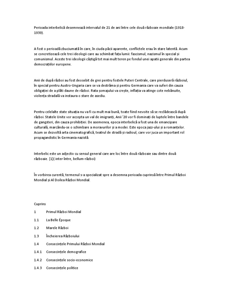 Interbelic Period - Part 1 | PDF