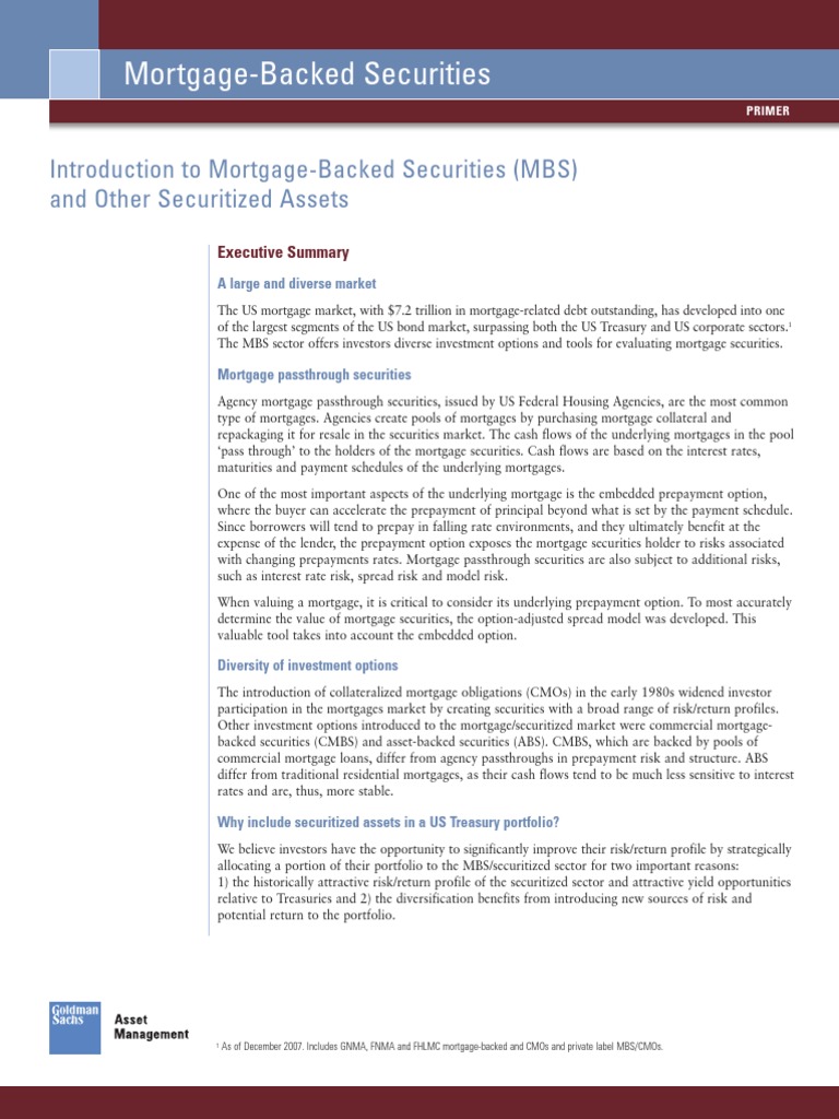 (Goldman Sachs) Introduction To Mortgage-Backed Securities and Other ...